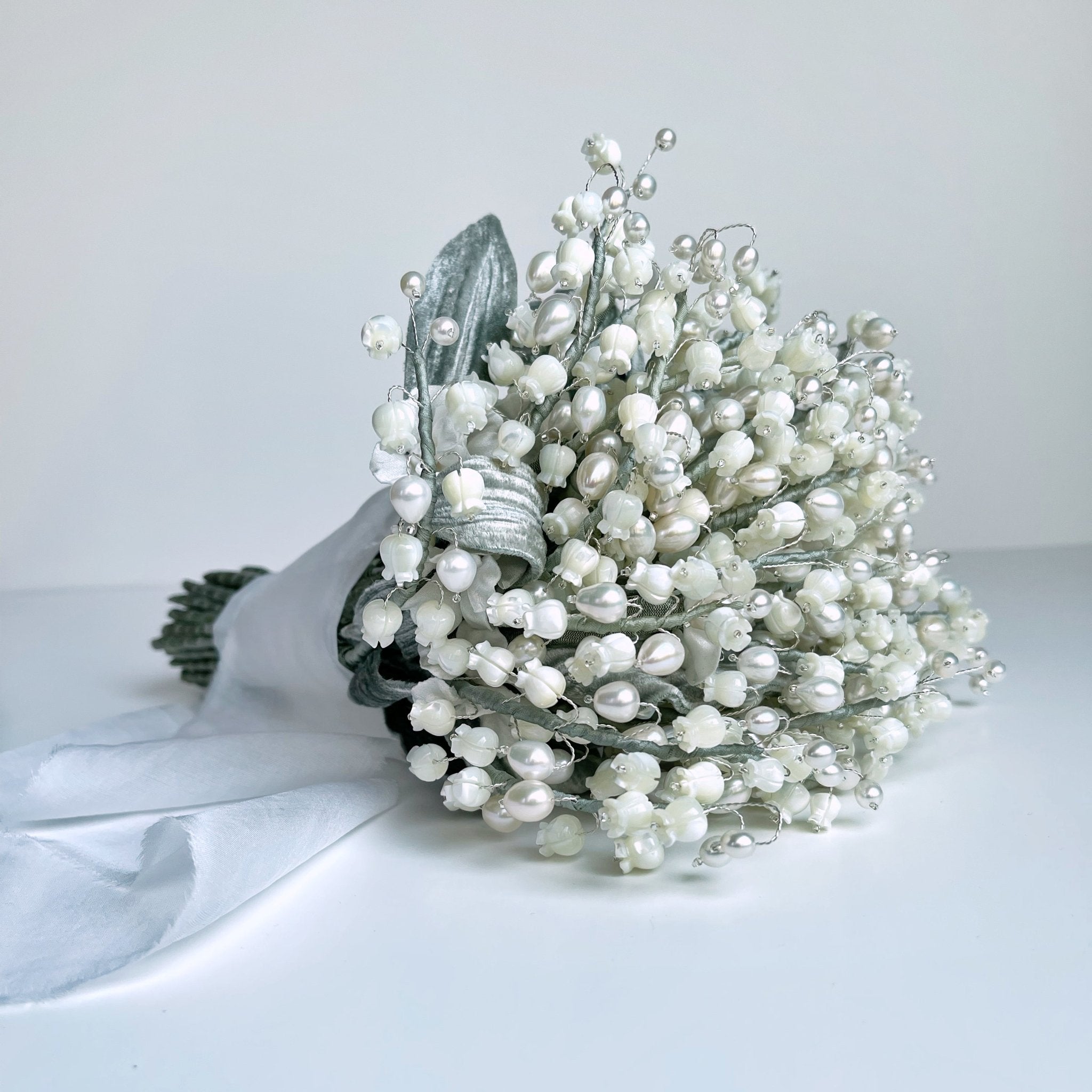 Teardrop Lily of the Valley Wedding Bouquet Mother of Pearl and ...